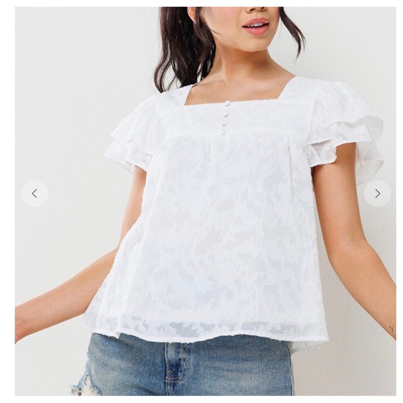 ShopEvelynne | Tops | 4 Boho Textured Baby Doll Double Ruffle Top ...